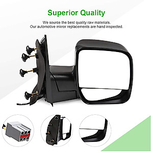 SCITOO Passenger Side Mirror Side View Mirror Compatible with 2003-2013 For Ford E-150/E-250 2004-2013 For Ford E-350 Super Duty 2004-2013 For Ford E-450 Super Duty FO1321254