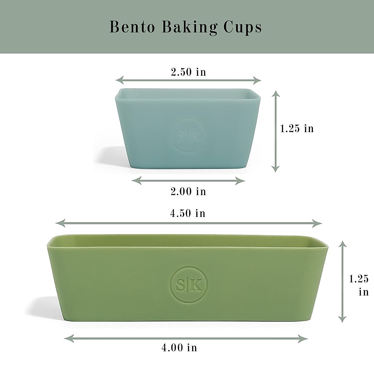 The Silicone Kitchen Reusable Silicone Bento Baking Cup, Non-Toxic, BPA Free, Dishwasher Safe Bento Box Accessories Lunch Box Dividers, Square and Rectangle, 24 Pack, Blue, White, Green