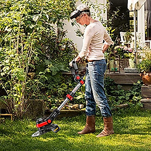 Mrzneaoch Battery Powered Weed Eater Newly Upgraded 8-Inch Blade Grass Trimmer for Lawn Trimmingtwigsbrush Cutting（Black）