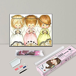 Huacan Diamond Painting Kits for Adults Square Full Drills Home Wall Decor Angel Pattern,30x40cm/11.8x15.8in