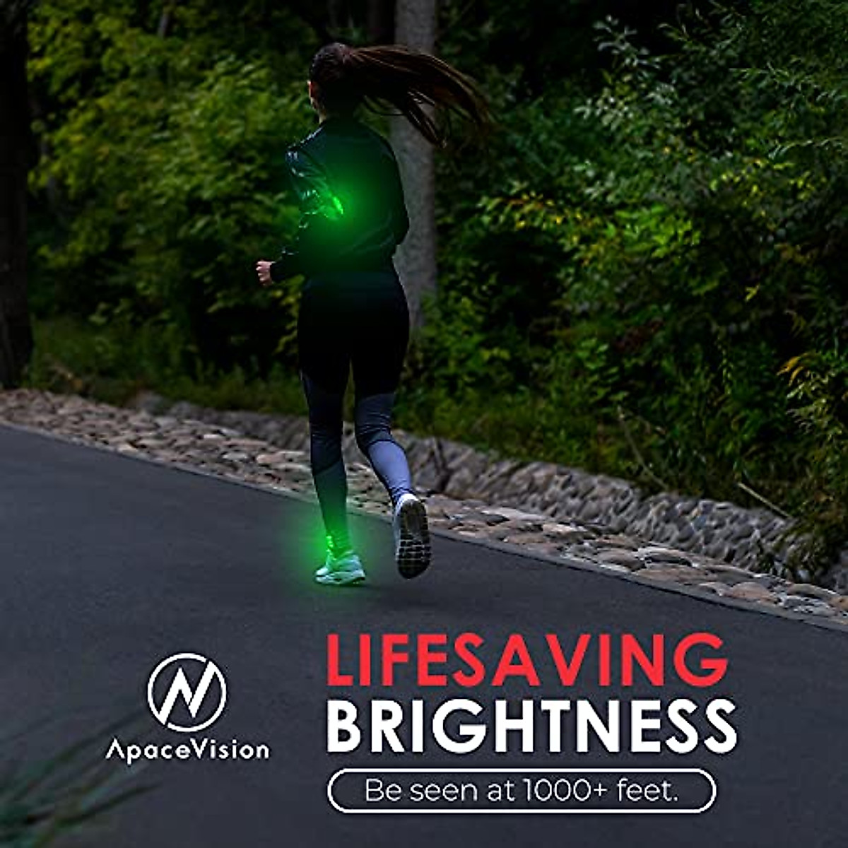 LED Safety Light (2 Pack) - Clip On Strobe/Running Lights for Runners, Dog, Bike, Walking, Boat, Kayak, Stroller and More - High Visibility Accessories for Your Reflective Gear, Bicycle, Green