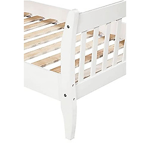 Merax Twin Bed Frames, Twin Platform Bed with Headboard and Footboard, Wood Twin Bed Frame with Slat Supports for Kids Girls Boys, No Box Spring Needed,White