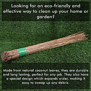 1 Piece of 32 inch Multi-Surface Sturdy Outdoor Authentic Coconut Leaf Broom Asian Heavy Duty Broom Thai Natural Coconut Leaf Broom (Country Rustic)