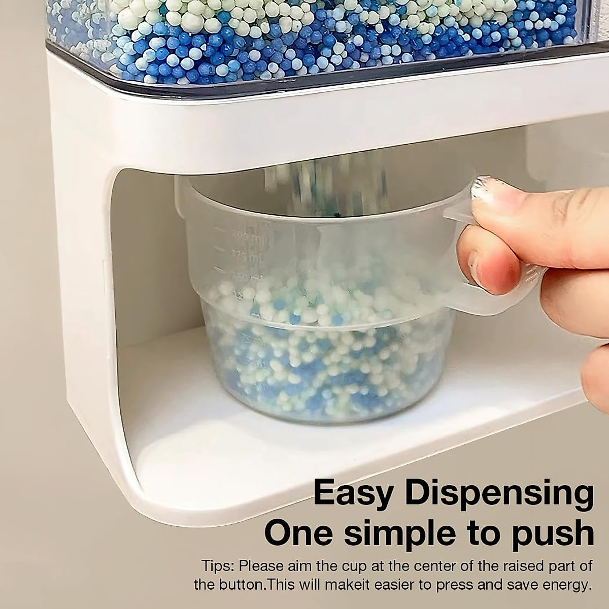 Conworld Rice Dispenser Kitchen Organization, Wall-Mounted Dry Food Storage Container with Lids and 1 cup, Laundry Detergent Dispenser.Suitable for Black Rice, Pet Food, Beans, Laundry Scent Beads