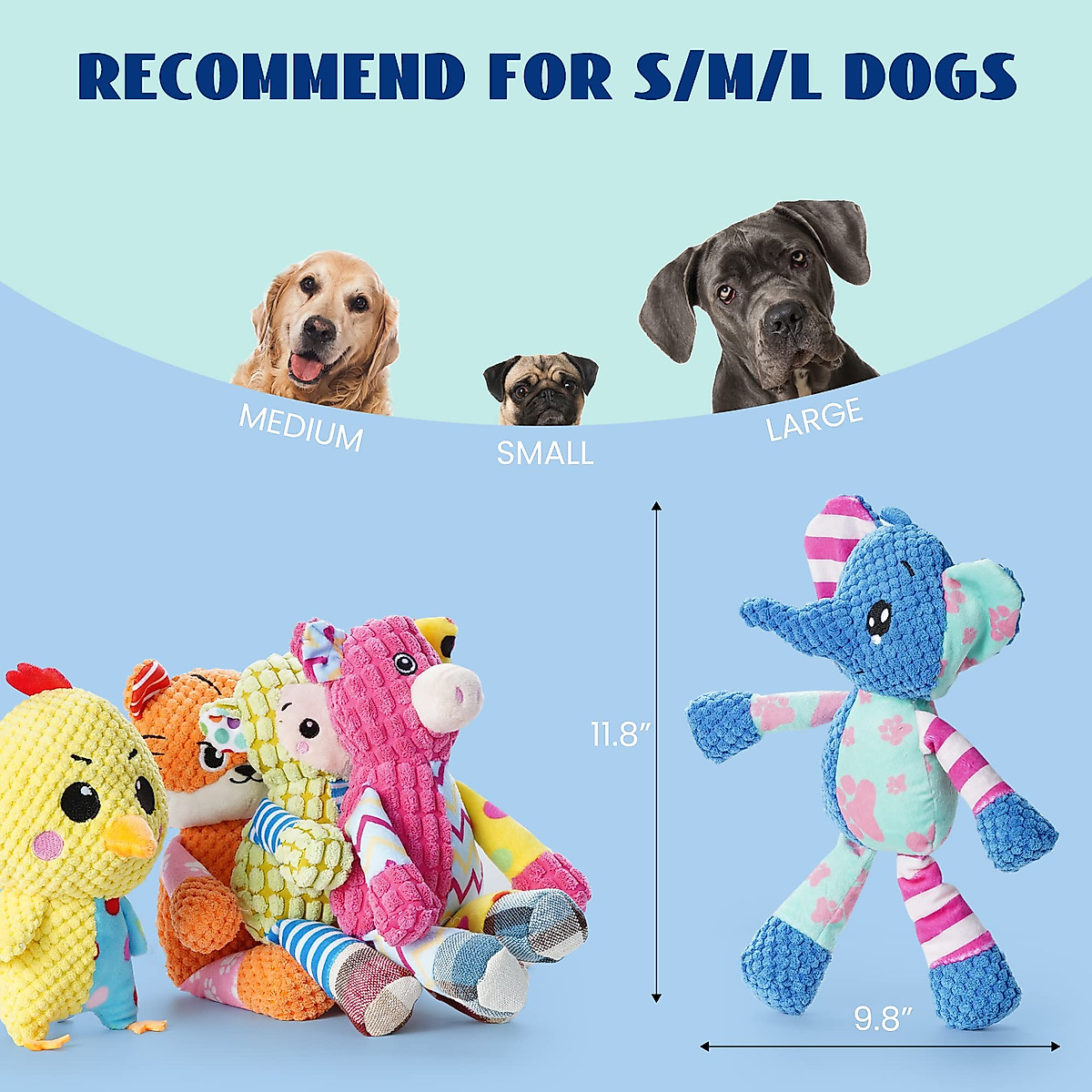 Nocciola Stuffed Crinkle Squeaky Dog Toys: 5 Pack Cute Animal Plush Dog Toys for Small Medium Size Dogs, Durable Puppy Chew Toys for Boredom and Calming Aid, Christmas Dog Toys for Small Dogs