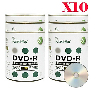 Smartbuy 6000-disc 4.7gb/120min 16x DVD-R Silver Inkjet Hub Printable Blank Recordable Media Disc
