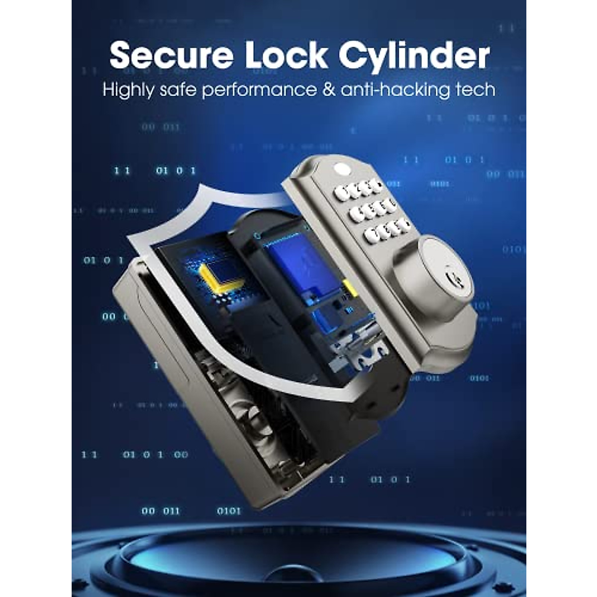 Keyless Entry Door Lock, Electronic Keypad Deadbolt with Handle, Auto Lock Front Door Handle Sets, Easy to Install, 50 User Codes, Security Waterproof Smart Locks for Front Door, Home/Hotel Use