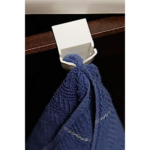 Gadjit Kitchen Towel & Plastic Bag Hanger (White, Pack of 2) -- Clever Device Hangs Over Any Cabinet Door or Drawer to Create an Instant Towel or Waste Bag Holder