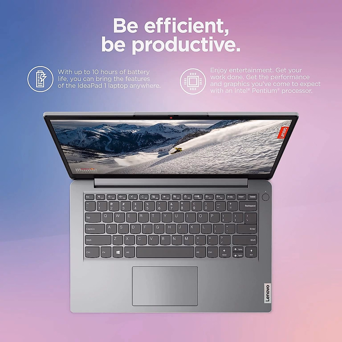 Lenovo IdeaPad 1i Laptop 14" HD Display, Intel Pentium Silver N5030 Processor(4-Core, up to 3.1 GHz), 4GB RAM, 128GB NVMe SSD + 128GB eMMC, 10Hr Battery Life, Win 11 S w/1 Year Microsoft 365