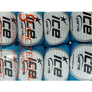 Lot of 8 Skeins Ice Yarns Baby Cotton (100% Giza Cotton) Yarn Blue