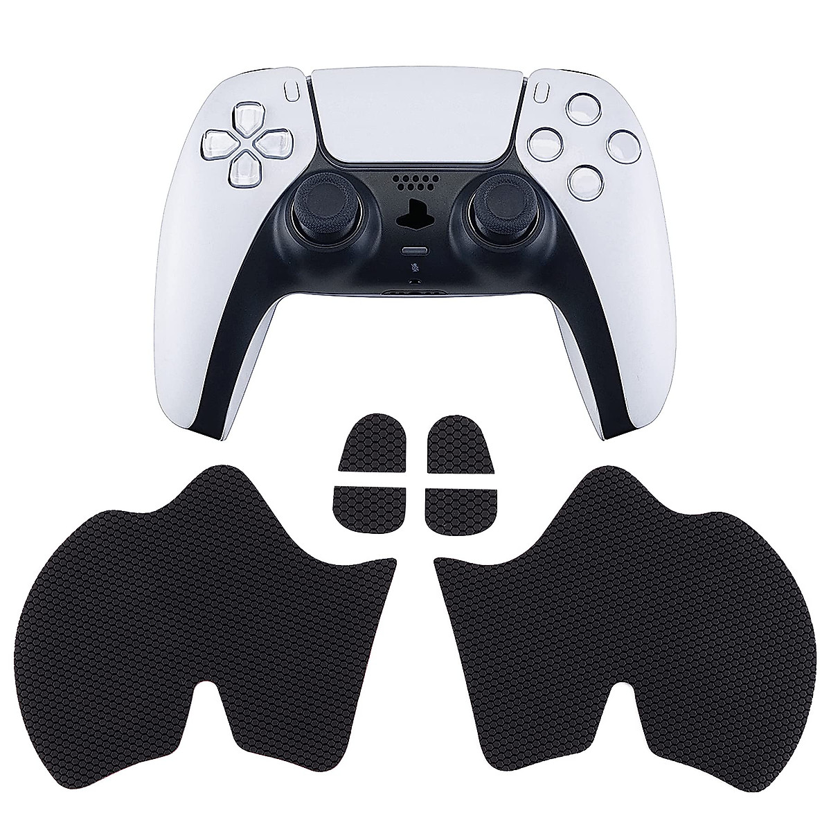 eXtremeRate PlayVital Anti-Skid Sweat-Absorbent Controller Grip for PS5, Professional Textured Soft Rubber Pads Handle Grips for PS5 Controller with Shoulder Button Trigger Stickers - Armored Edition