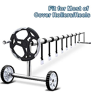 Ponwec 24PCS Pool Solar Cover Reel Attachment Straps Kit for In Ground Swimming Pool Solar Blanket Cover Reels Straps Solar Blanket Straps Including 8 Nylon Straps with Tabs, 8 Cord Plates,8 Buckles