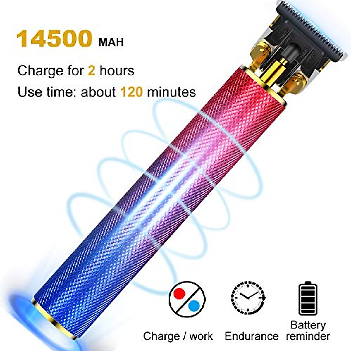 candyfouse Hair Clippers for Men,Cordless Rechargeable Hair Trimmer Metal Body Cutting Grooming Kit Beard Shaver Barbershop Professional (Rainbow)