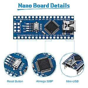 Weewooday 6 Pieces Nano Board V3.0 ATmega328P Without Cable Compatible with Arduino Nano V3.0 with Pin Headers Pin Unsoldered