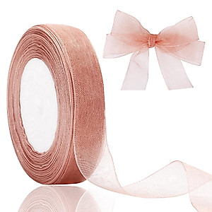 joycraft Gift Ribbon, Sheer Organza Ribbon, Handmade Ribbon, 50 Yds x 0.78" Rose Gold Organza Chiffon Ribbon, Mesh Fabric Ribbon for Gift Wrapping, DIY Craft, Xmas Party Deco