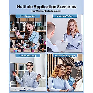 PUSEALON 2 Pack Wireless Lavalier Microphone for iPhone iPad, Plug-Play Professional Tiny Cordless Lapel Microphone Wireless, Wireless Mic for Recording Interview Vlog Livestream