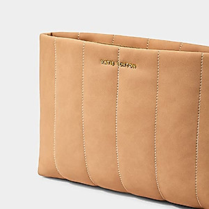 KATIE LOXTON Kayla Quilted Womens Medium Vegan Leather Clutch Purse Pouch Tan