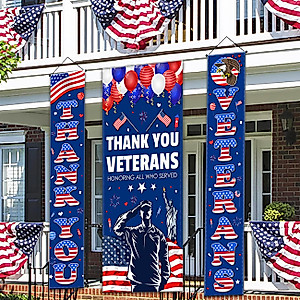 3pcs Memorial Day Decorations Banner Decorations Thanks You Veterans Porch Sign Banner Door Cover Decorations for Welcome Hanging Home Outdoor Indoor Wall Decor