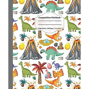 Dinosaur Composition Notebook: Wide Ruled Paper For Kids, Teens, Girls, Boys, And Students, Cuadernos Escolares , Preppy Composition Notebook, Kawaii Notebooks