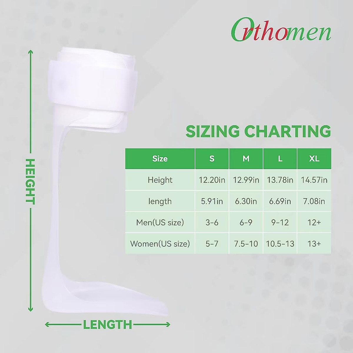 Orthomen Ankle Foot Orthosis Support - AFO Splint - Drop Foot Brace (M-Left)