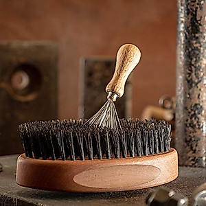ZilberHaar – Men's Hair Brush Stiff – Slanted Bristles for Dual Strength Hair and Beard Brush – Natural Boar Bristles and Pearwood – Military Style Mens Boar Hair Brush