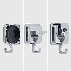 YSSILADI Vacuum Square Suction Cup Hooks 2 Pack Electroplated Matte Black Hooks, Waterproof and Antioxidant, Easy to Install, Reusable, Wide Range of Applications (2pack, Square Silver)