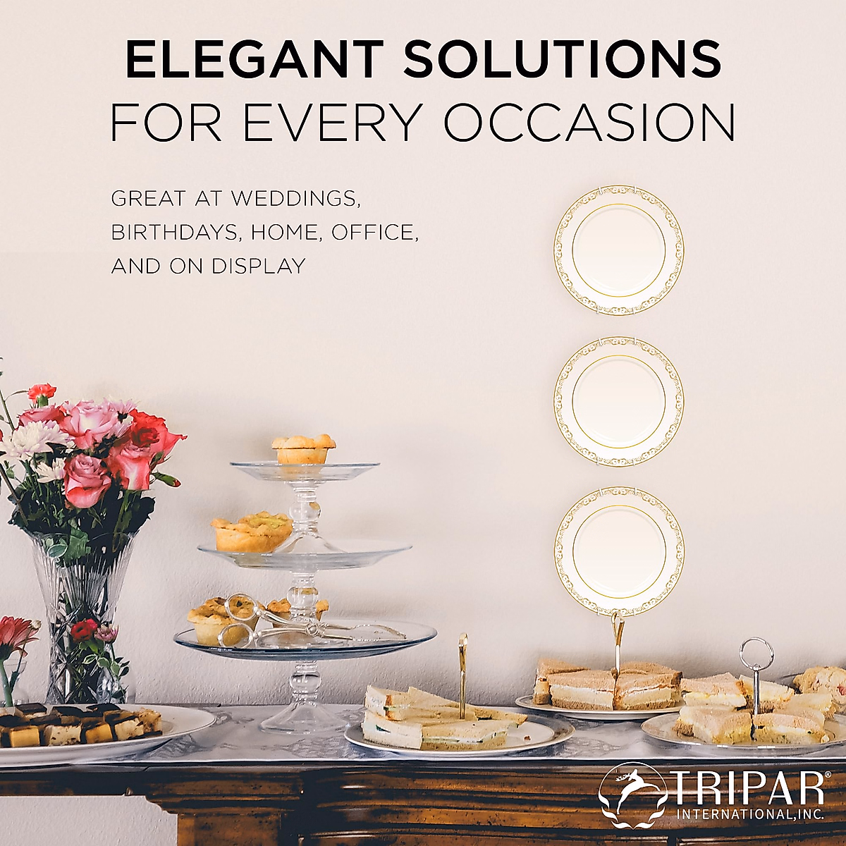 TRIPAR 5-7.5-Inch White Vinyl Plate Wire Wall Plate Hanger