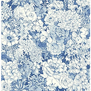 NuWallpaper NUS3833 Indigo Empress Garden Peel & Stick Wallpaper, Blue
