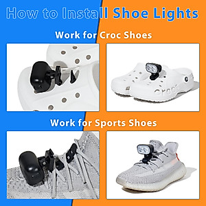 Headlights for Crocs 2 Pcs, ABS Lights for Croc Rechargeable - Super Bright, Head Adjustable, IPX6 Waterproof, Flashlight Attachment for Croc, Light Up Charm Accessories for Kids Adults Croc Shoes