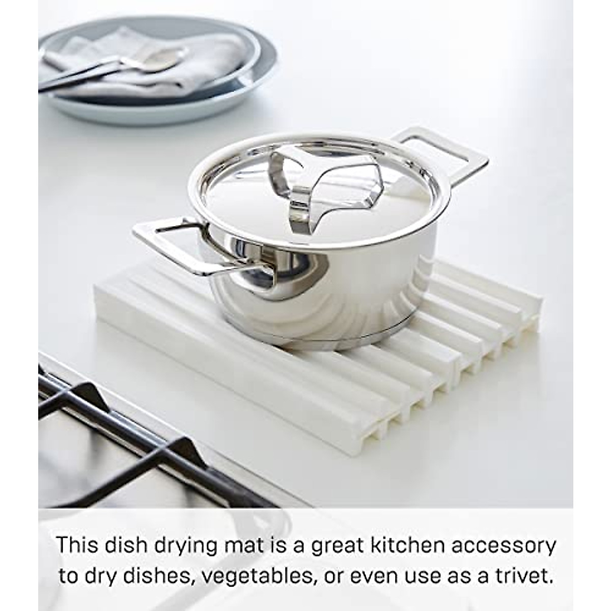 Yamazaki Home Tower Foldable Drainer Tray – Kitchen Dish Drying Mat