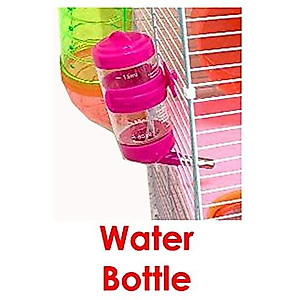 Large 5-Floor Twin Towner Play Tube Habitat Syrian Hamster Rodent Gerbil Mouse Mice Rat Wire Animal Critter Cage (Pink)