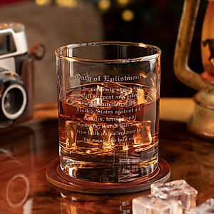 Military Oath of Enlistment Gift - Old Fashioned Whiskey Rocks Bourbon Glass - 10 oz capacity