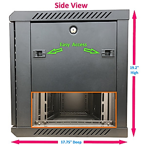 KENUCO 9U Wall Mount Rack Server Cabinet Data Network Enclosure 19-Inch Server Network Rack with Locking Glass Door 16-Inches Deep (Black 9U)