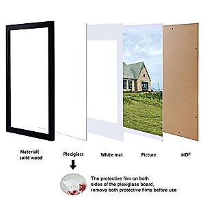 PUEOR 16x20 Poster Frame Picture Frames Black - 3 Pack - Display11x14 with Mat or 16x20 Photos without Mat - Solid Wood with Plexiglass - Wall Mounting Horizontal and Vertical (16x20 Inch)