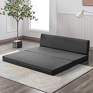 ijuicy Folding Mattress Sofa, Full Convertible Couch Sleeper Bed, 5" Folding Futon Sofa Bed, Floor Chaise Lounge, Portable Couch Bed for Living Room, Bedroom & Guest Room (Full/Dark Grey)