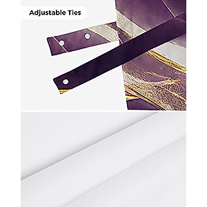Sabolny Marble Purple Tie Up Valance Curtain for Kitchen Living Room Bedroom Bathroom Cafe, Rod Pocket Small Short Window Drape Panel Adjustable Drapary Print, Abstract Gold White Modern Art 54"x18"