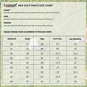 Lesmart Men Golf Pants Expandable Waistband Stretch Relaxed Fit Golf Pants with Pockets Orange 32Wx33L