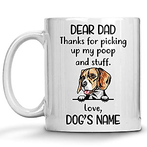 Personalized Beagle Coffee Mug, Custom Dog Name, Customized Gifts For Dog Dad, Father's Day, Birthday Halloween Xmas Thanksgiving Gift For Dog Lovers, Thanks For Picking Up My Stuff Mugs