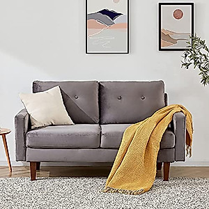 Bettermade Loveseat Sofa,Futon Sofa for Living Room, Velvet Cover Modern Design Couch,Tools-Free Assemble,2 Seats with 600 LB Load,Gray