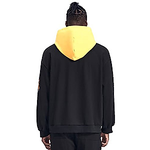 MFCT Japanese Streetwear Embroidered Fleece Hoodies for Men (Large, Black1)