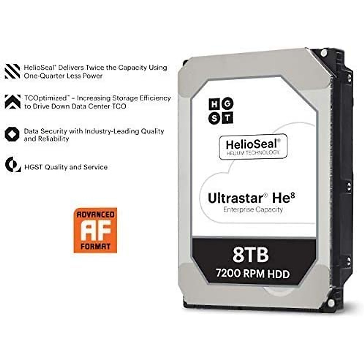 HGST Ultrastar He8 HUH728080ALE604 0F23668 / 0F25721 8TB 7,2K RPM SATA 6Gb/s 128MB 3.5 inches HDD 512E (Renewed)
