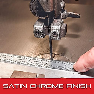 Starrett Full Flexible Steel Rule with Satin Chrome Finish, Quick Reading, Millimeter and Inch Graduations - 5-3/4 Inch Length, 31 Graduation Type, 0.4mm Thickness - C331-150