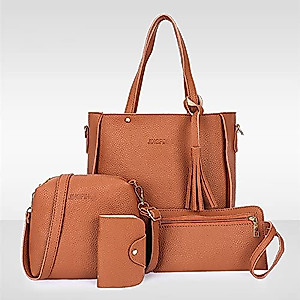 Cafuvv Fashion Upgrade Handbags Wallet Tote Bag Shoulder Bag Top Handle Satchel Purse Set 4Pcs LP6