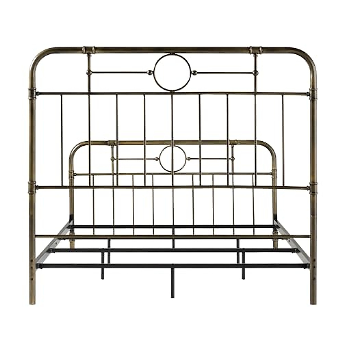 Walker Edison Vintage Metal Iron Pipe Queen Size Bed Headboard Bedroom Headboard Footboard Bed Frame Bedroom, Queen, Bronze