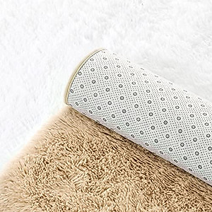 Sovolibee Ultra Soft Fluffy Area Rugs for Bedroom Living Room, Indoor Shaggy Non-Slip Floor Carpet for Room Girls Dorm Baby Nursery Play Mat- Modern Home Decor Rug 3x5 Feet Khaki