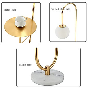 Michideco Floor Lamp with Shelf, Functional Bedside Lamp with Marble Table for Bedroom, Living Room or Office (with Mable Table)