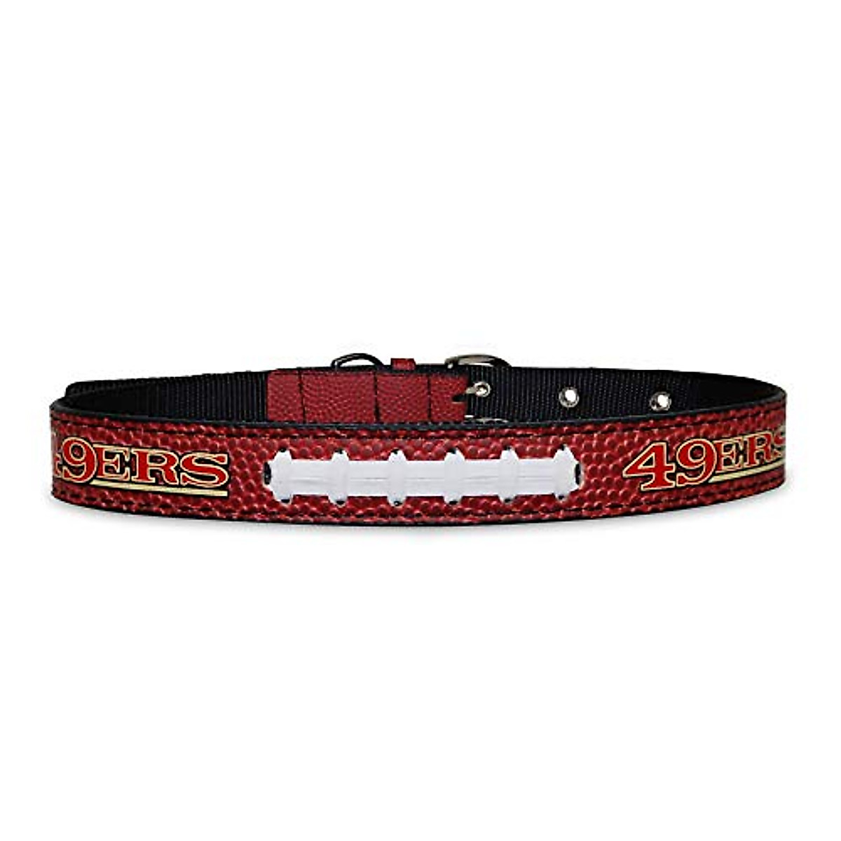 Pets First Tough Leather Pet Collar NFL SAN Francisco 49ERS Premium Dog Collar, Limited Edition, Size Medium. Best & Strongest Heavy-Duty Dog Collar!, Medium (16-20"" Long & 1"" Wide)