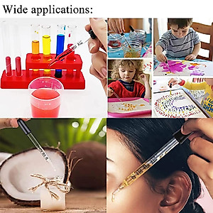 Eye Dropper for Essential Oils, Pipettes Dropper with Black Rubber Head, Calibrated Thick Glass Medicine Dropping Pipettes, 1ml Dropper Measurer, Dropper for Liquids, Straight-Tip, Bent-Tip, 5 Packs