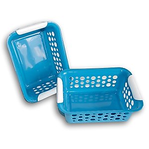 Medium Blue Stacking Storage Baskets - 10.75 Inches - Set of 2