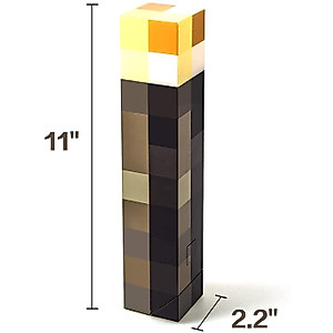 PKD Pixels Brownstone Torch Light for Mounts to The Wall or Hand Held USB Rechargeable 11 Inch LED For Bedroom Living Room Play Room Decoration Perfect for Gamers Costume Cosplay Role Play